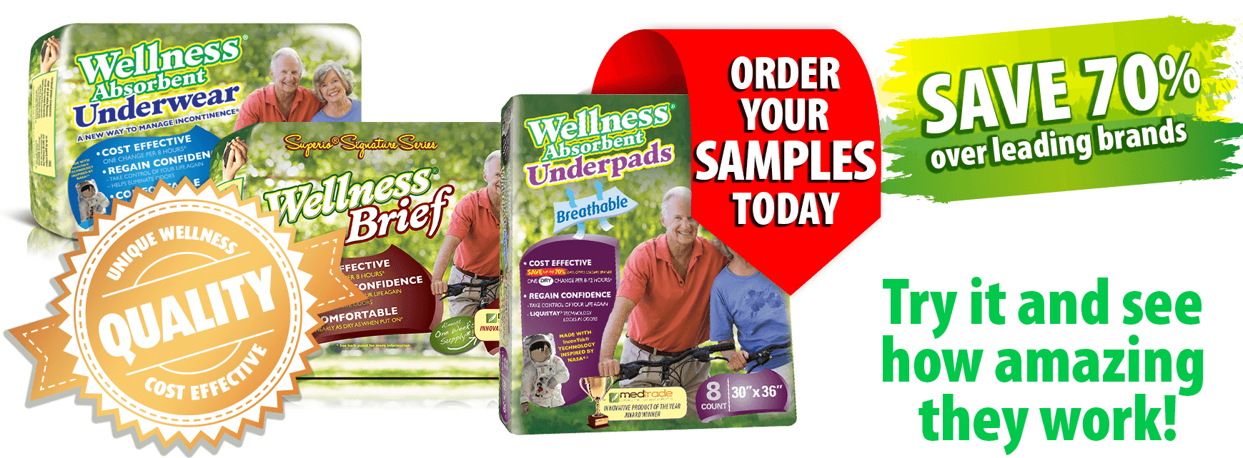 Adult Diapers Samples, Incontinence Product Sample
